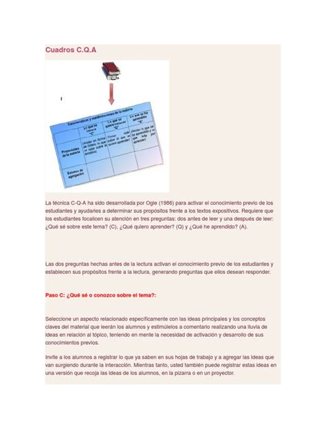 Cuadro C Q A Pdf Lectura Proceso Educación Primaria