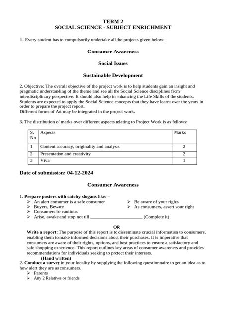 Project Class 10 Pdf Consumer Behaviour Social Sciences