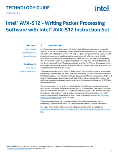 Intel® Avx 512 Writing Packet Processing Software With Intel® Avx 512 Instruction Set