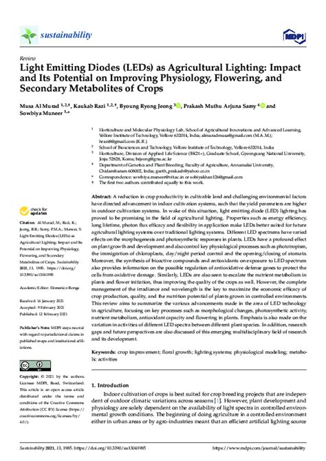 Pdf Light Emitting Diodes Leds As Agricultural Lighting Impact And Its Potential On