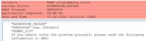 ASSERTION FAILED SAP Community