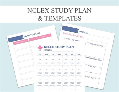 NCLEX Study Plan Templates NCLEX Exam Instant Download Etsy