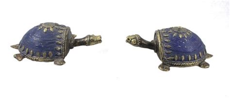 Vintage Brass Baster Art Tortoise Pair Statue Sculpture Decorative