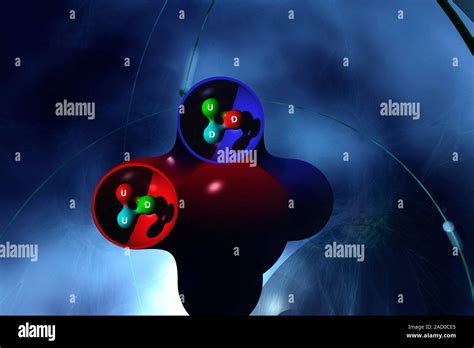 Subatomic Particles View From Nucleus Of A Lithium Atom Outward With