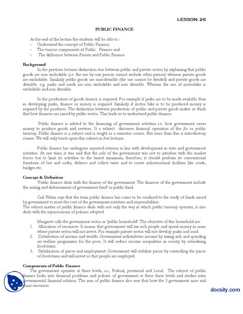 Public Finance Introduction To Public Administration Lecture Handout