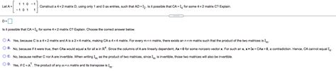 Solved 1 1 0 1 Let A Construct A 4 X 2 Matrix D Using