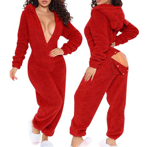 Leesechin Womens Jumpsuits Clearance 3d Ear Buttoned Flap Functional