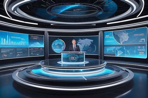 Futuristic News Set Holographic Panels For RealTime Data Display