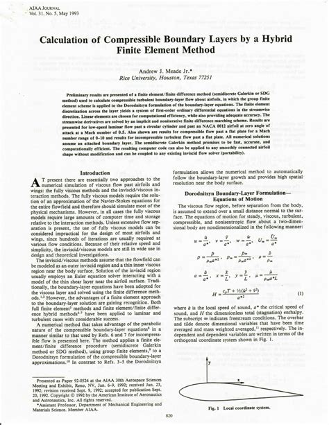 PDF Calculation Of Compressible Boundary Layers By A Hybrid Finite Element Method