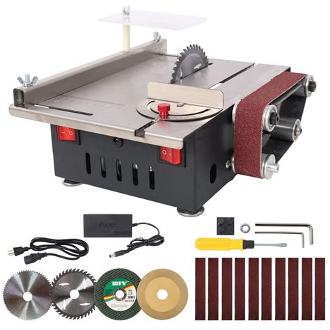 Tidoin Mini Silver Metal Cutting Tool Table Saw With 4 Blades 10
