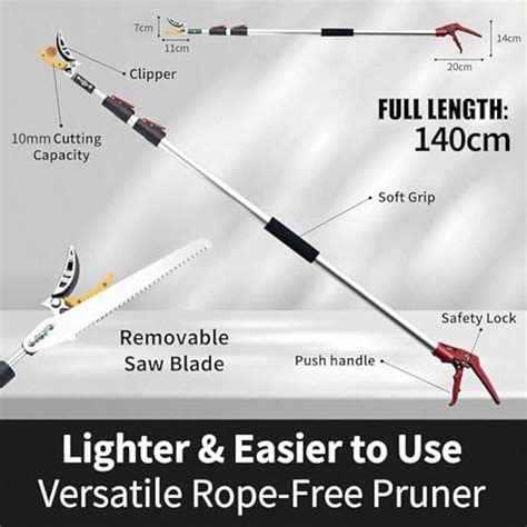 14 3m Extendable Long Reach Pruner Telescopic Pole Saw Fruit Picker