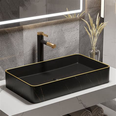 Rectangular Trough Sink Modern Simple Porcelain Trough Bathroom Sink Clearhalo