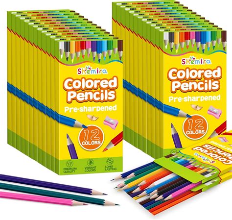 Shemira 12 Pack 144 Count Colored Pencils Bulk Set For