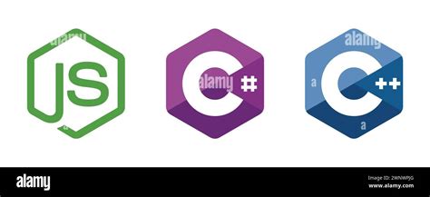 node js c plus plus csharp collection of top brand logo stock