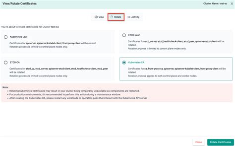 KOP Upstream Clusters Certificate Rotation Rafay Product Documentation