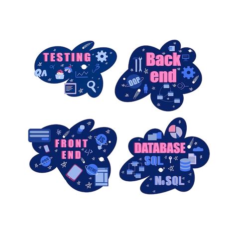 Premium Vector Image Set Software Development Testing Databases Front