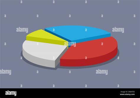 3d Pie Chart Split Into Four Different Segments Vector Illustration Depicts Concept Of