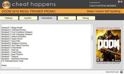Doom 2016 Trainer 16 V6 66 Cheat Happens Download Cheats Codes Trainers