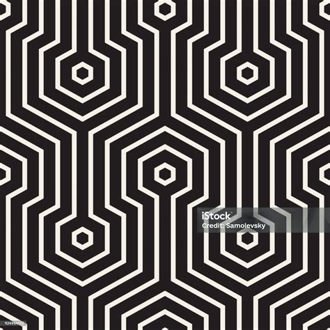 원활한 벡터 패턴 줄무늬 흑백 격자와 현대적인 세련 된 텍스처입니다 기하학적 인 6 각형 격자를 반복 간단한 격자 디자인입니다 0명에 대한 스톡 벡터 아트 및 기타 이미지