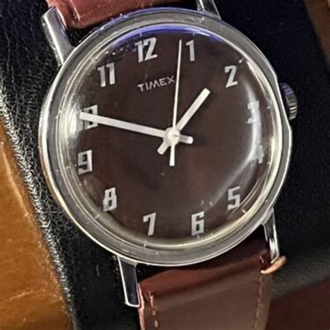 Mens Vintage 1973 Watch Timex Mercury Manual Wind Chocolate Dial