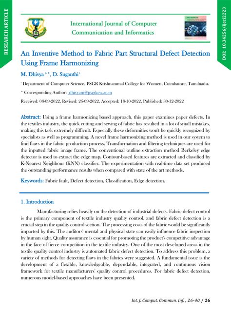 Pdf An Inventive Method To Fabric Part Structural Defect Detection