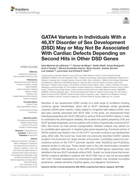 Pdf Gata4 Variants In Individuals With A 46 Xy Disorder Of Sex Development Dsd May Or May