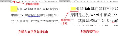 [word]調整縮排：tab 「尺規」 或「段落」 資訊小間