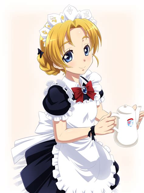 Safebooru 1girl Alternate Costume Apron Blonde Hair Blue Eyes Blush