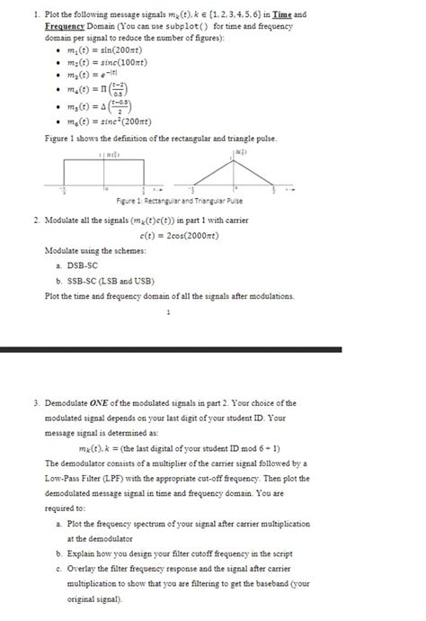 solved 1 plot the following message signals m t k