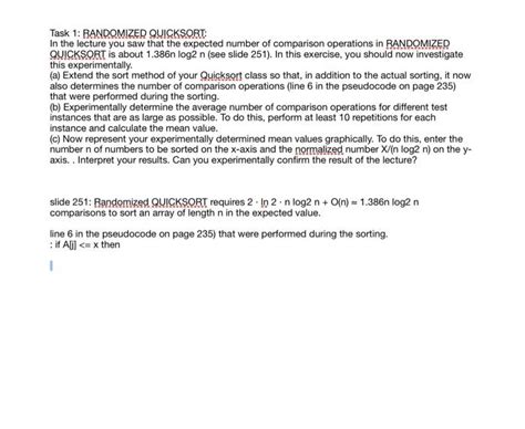 Solved Task 1 Randomized Quicksort In The Lecture You Saw