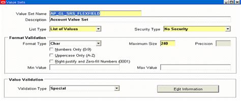 Oracle Applications Oracle Value Sets
