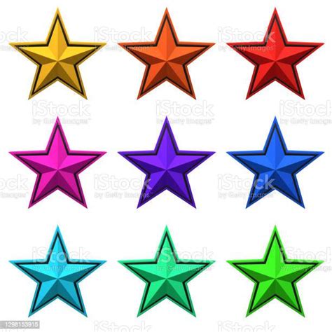 흰색 배경에 격리 된 검은 색 디테일과 색상 별 세트 3d 일러스트레이션 반짝이는에 대한 스톡 사진 및 기타 이미지 반짝이는 별 모양 빨강 Istock