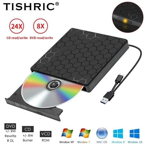 Lecteur CD Et DVD Externe Type C USB 3 0 RW DVD CD Ampa Er Graveur Lecteur DVD Externe
