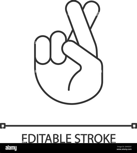 Fingers Crossed Emoji Linear Icon Thin Line Illustration Luck Superstition Hand Gesture Hand