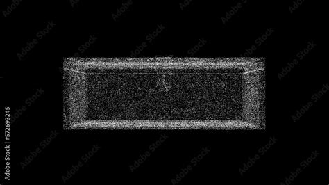 3d Long Box On Black Bg Object Dissolved White Flickering Particles Business Background