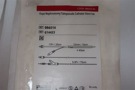New Cook Kaye Nephostomy Tamponade Catheter Stent Set Kaye Nephostomy