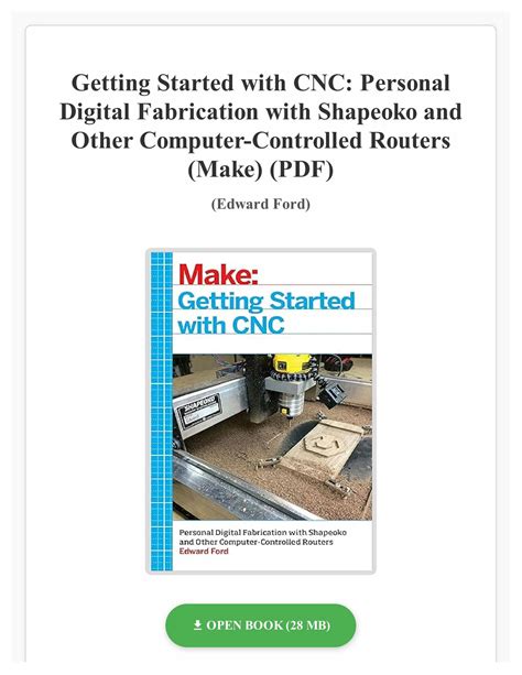 PDF Getting Started With CNC Personal Digital Fabrication With Shapeoko And Other Computer