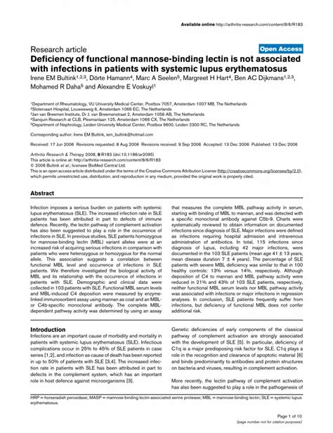 Pdf Deficiency Of Functional Mannose Binding Lectin Is Not Associated