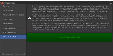 Editor Only Mode Odin Inspector For Unity