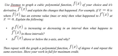 Solved Use Desmos To Graph A Cubic Polynomial Function Fx
