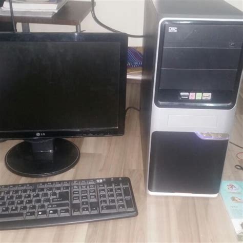 Desktop With CPU LED Monitor Keyboard And Mouse Computers Tech Parts Accessories