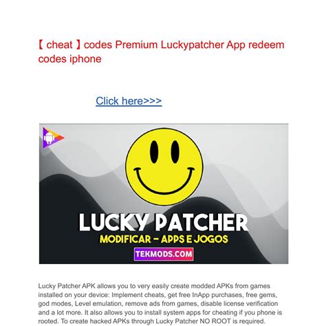 Cheat 】 Codes Premium Luckypatcher App Redeem Codes Iphonepdf Docdroid