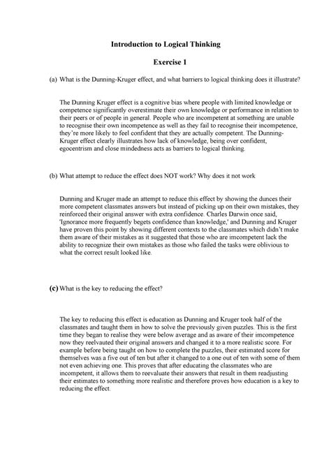 Assignment Logical High Distinction Introduction To Logical Thinking Exercise 1 A What Is