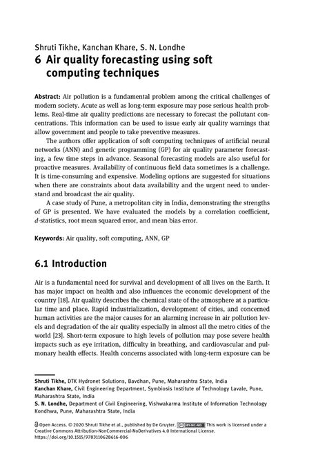 Pdf 6 Air Quality Forecasting Using Soft Computing Techniques