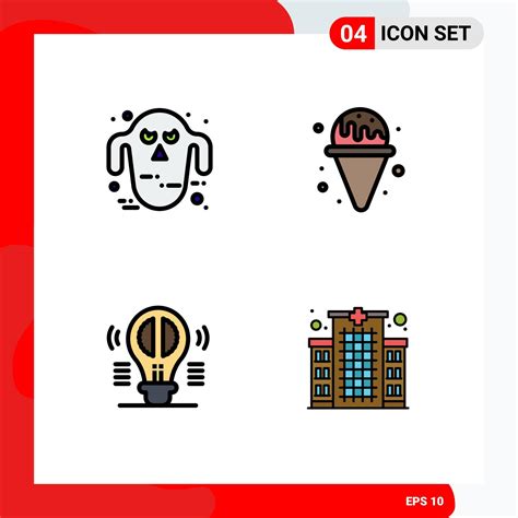 Set Of 4 Vector Filledline Flat Colors On Grid For Ghost Creative Thinking Scary Park Thinking