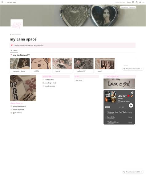 Lana Girly Notion Template R Notion