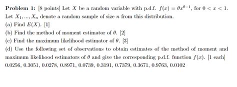 Solved Problem Points Let X Be A Random Variable With Chegg