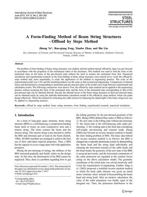 Pdf A Form Finding Method Of Beam String Structures — Offload By
