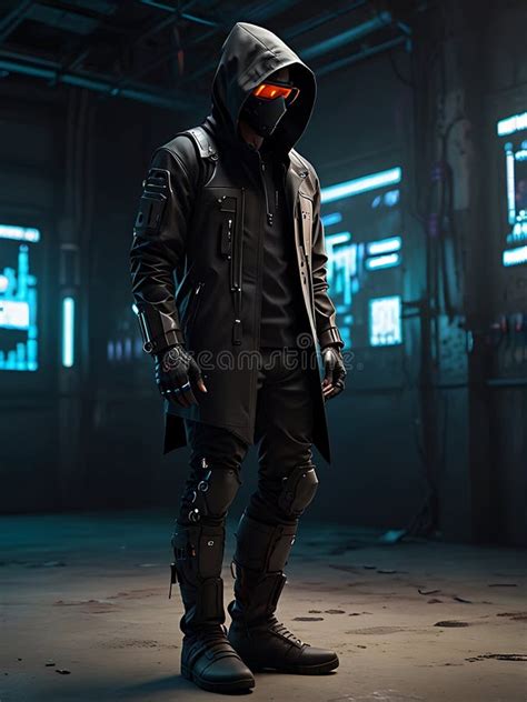 The Cyberpunk Hacker Character Concept Features A Mysterious Figure