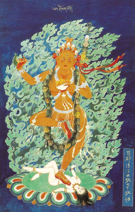 《西藏空行母》 张大千 1940年 空行，藏文称“康卓”，空行母，藏语“康卓玛”，梵语dakini，女性，勇士空行是属于色一界和无色界的生灵